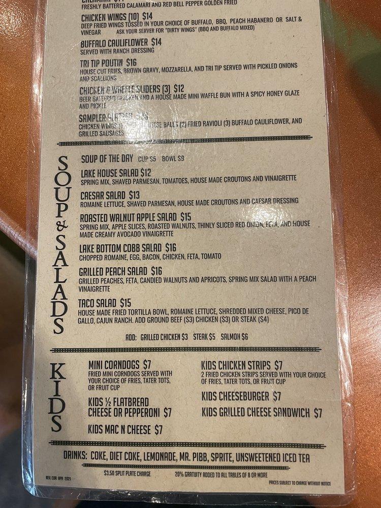 Menu at Lake Bottom Brewery & Distillery restaurant, Corcoran