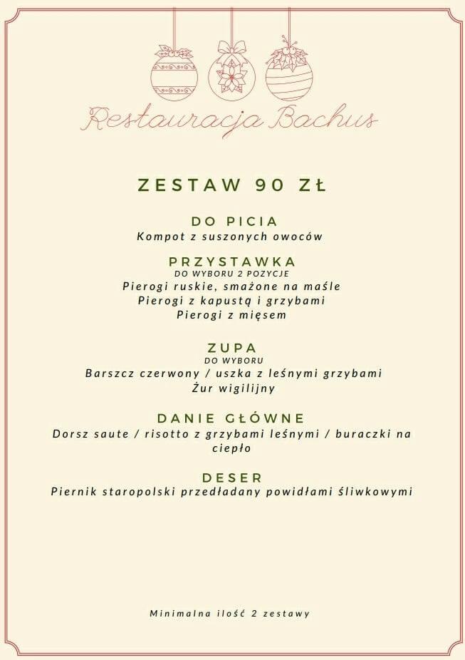 Menu at Restauracja Winiarnia Bachus restaurant, Zielona Gora