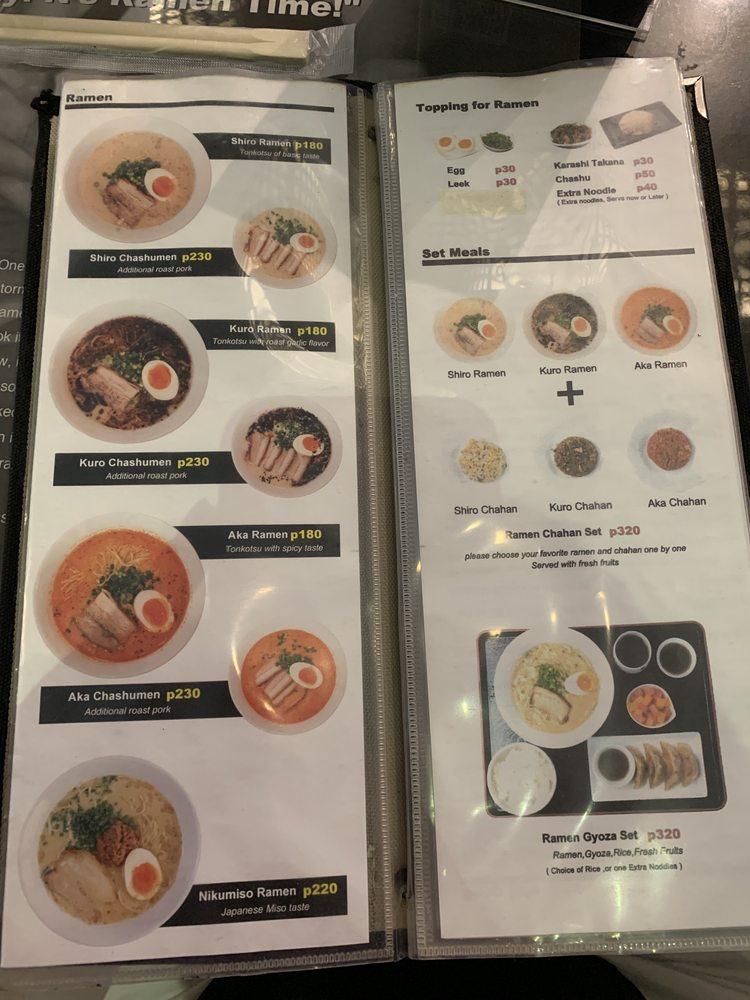 Carta del restaurante Ramen Kuroda Venice Grand Canal Mall, Taguig