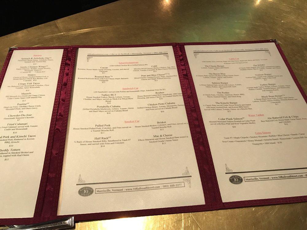 Menu at 10 Railroad Street pub & bar, Morristown