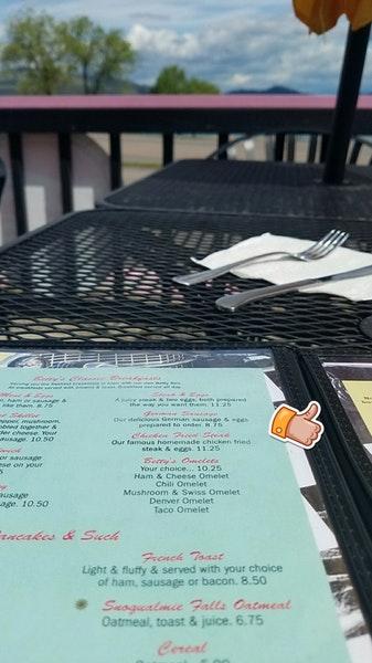 Menu at Betty's Diner cafe, Polson