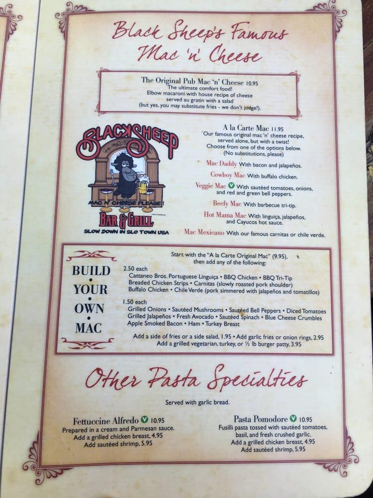Menu at Black Sheep Bar & Grill, San Luis Obispo