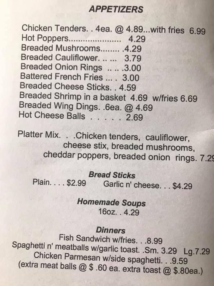 Menu at C & T's Pizza pizzeria, New Florence
