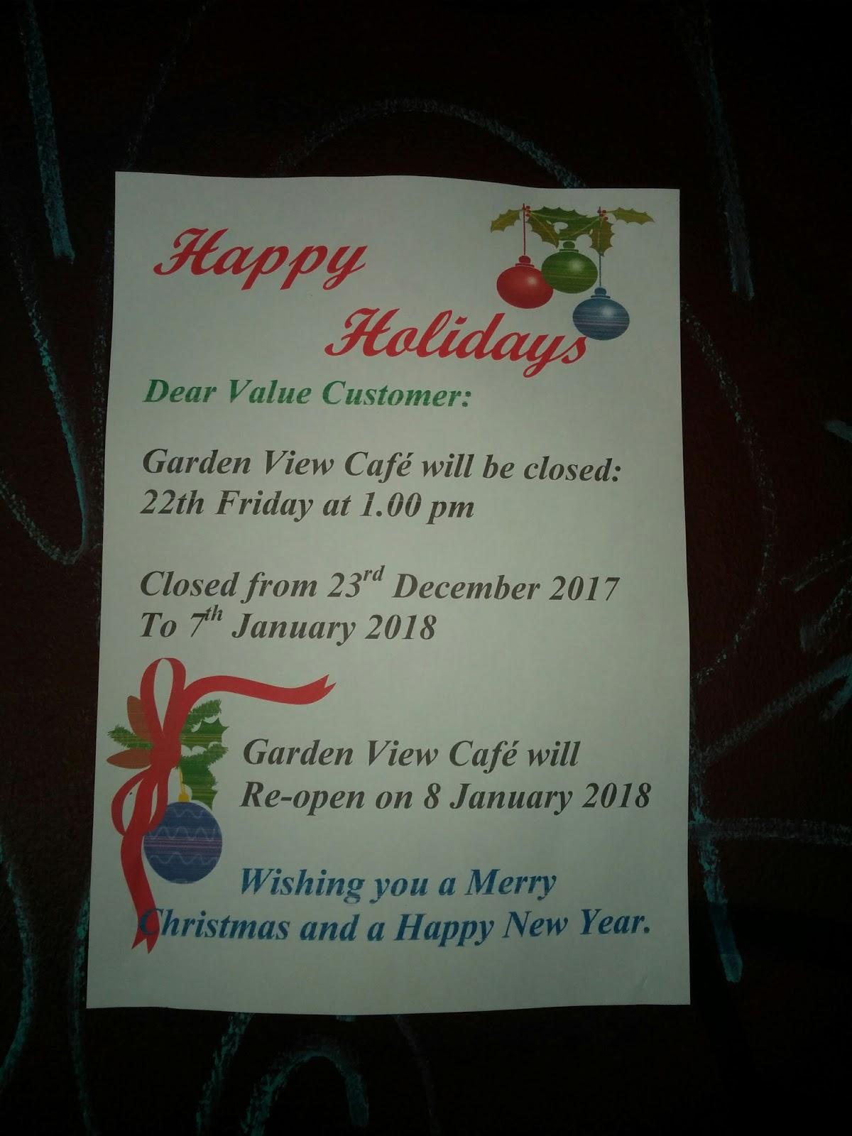 Menu at Garden View Cafe, Fitzroy