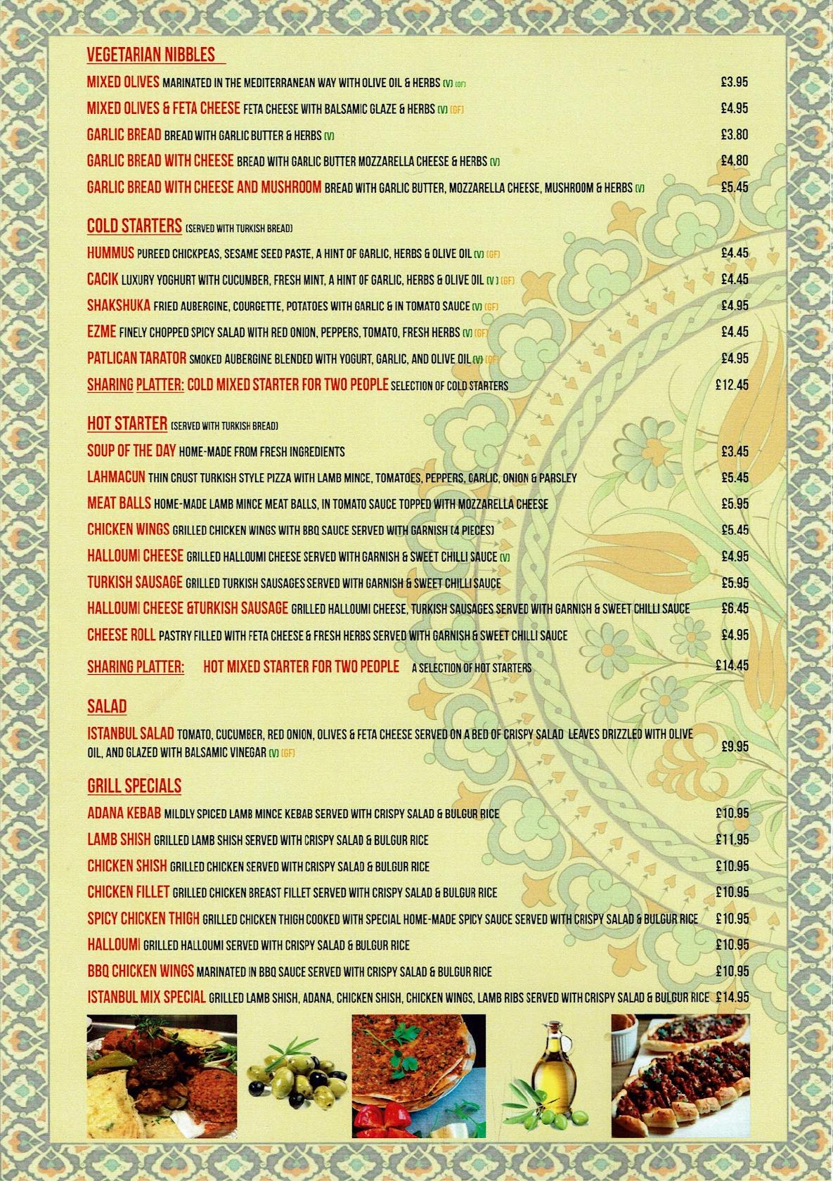 Menu at Istanbul Premier Café Restaurant, Manchester, Unit 2 12 Burnage Ln