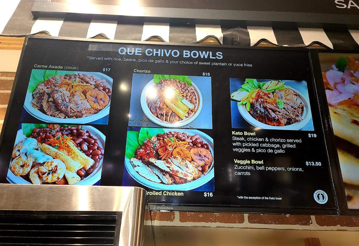 Menu at Que Chivo Salvadoran Street Food restaurant, Calgary