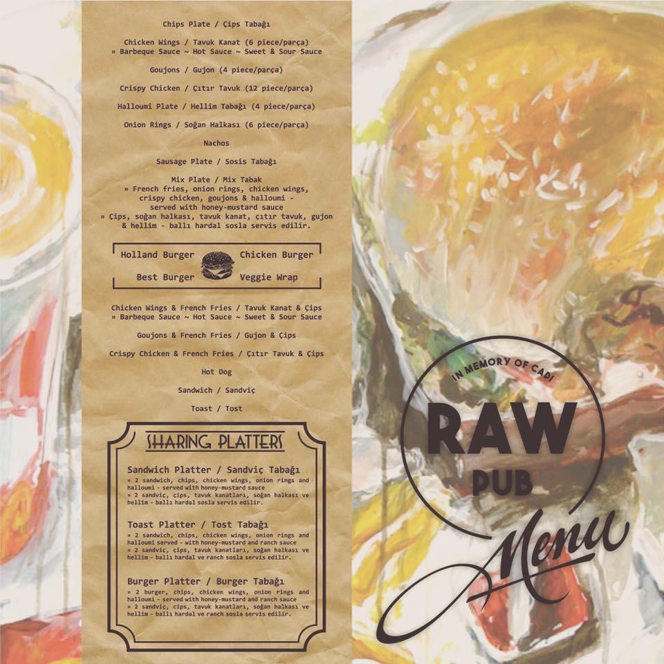 Menu at Raw Pub, Nicosia