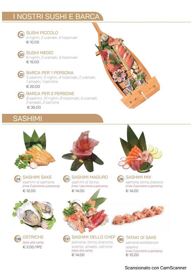 Carta del restaurante Sakari, Albino