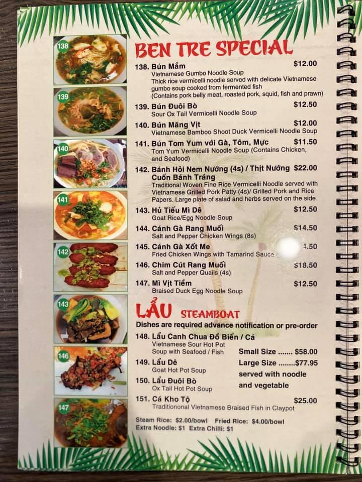 Menu at Hủ Tiếu Mì BẾN TRE restaurant, Morley