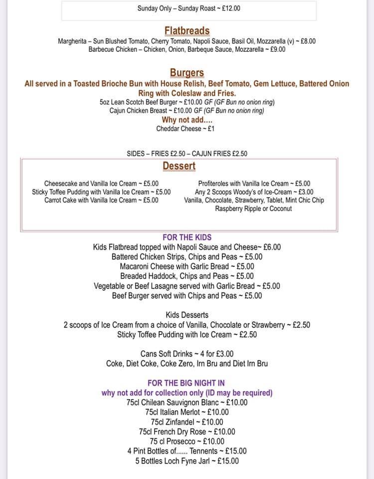 Menu at Chestnuts Restaurant & Hotel, Ayr