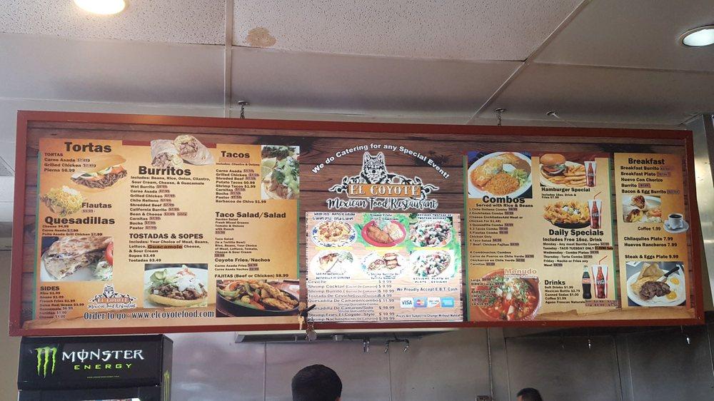 Menu at Al Coyote restaurant, Colton