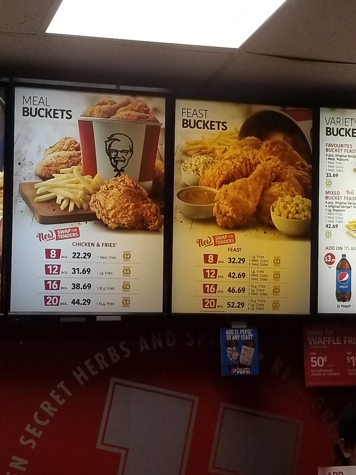 Menu at KFC fast food, Westlock, 2-10115 - 104th