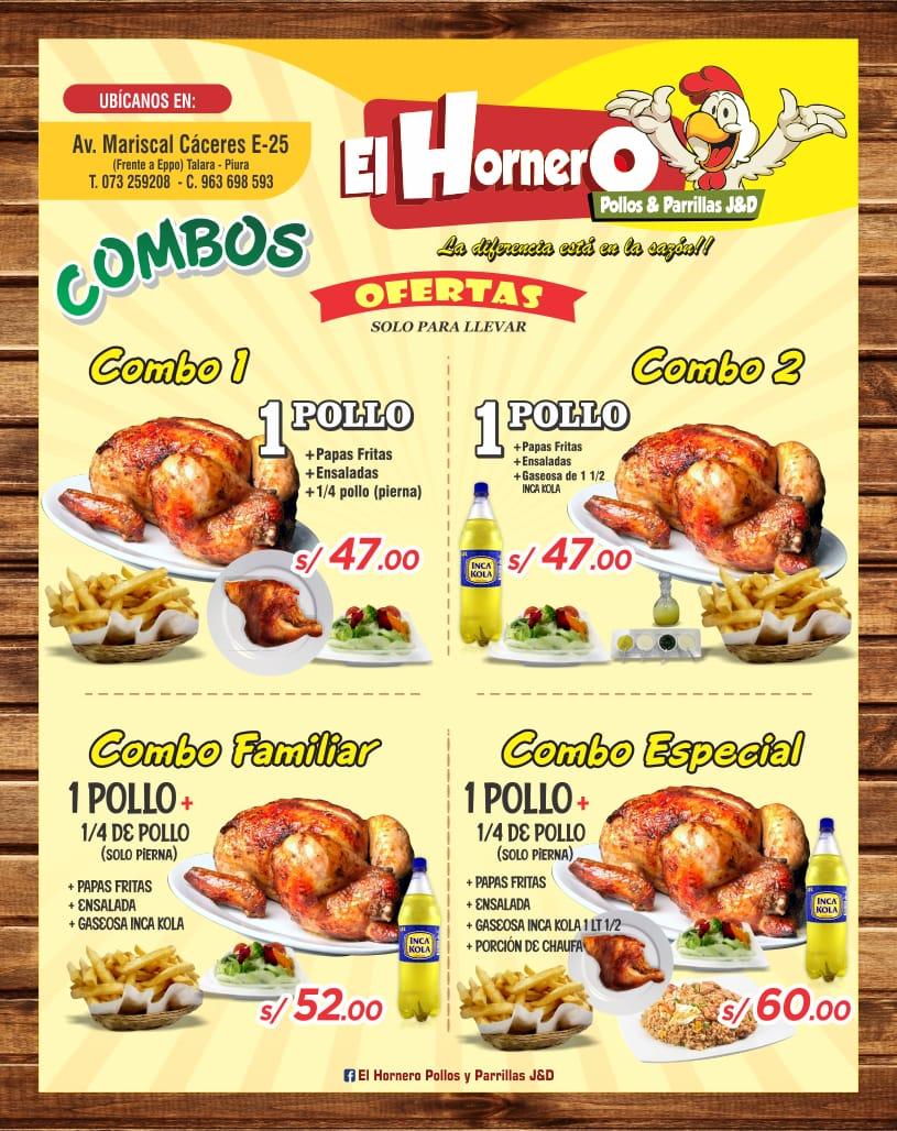 Carta del restaurante Polleria El Hornero J&D, Talara