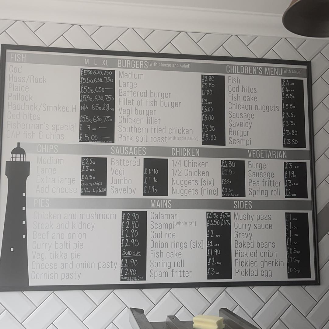 Menu at The Lighthouse fast food, Hastings