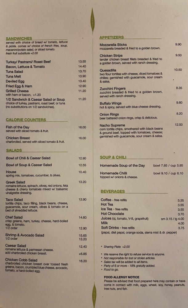 Menu at Bay Leaf Cafe, Concord