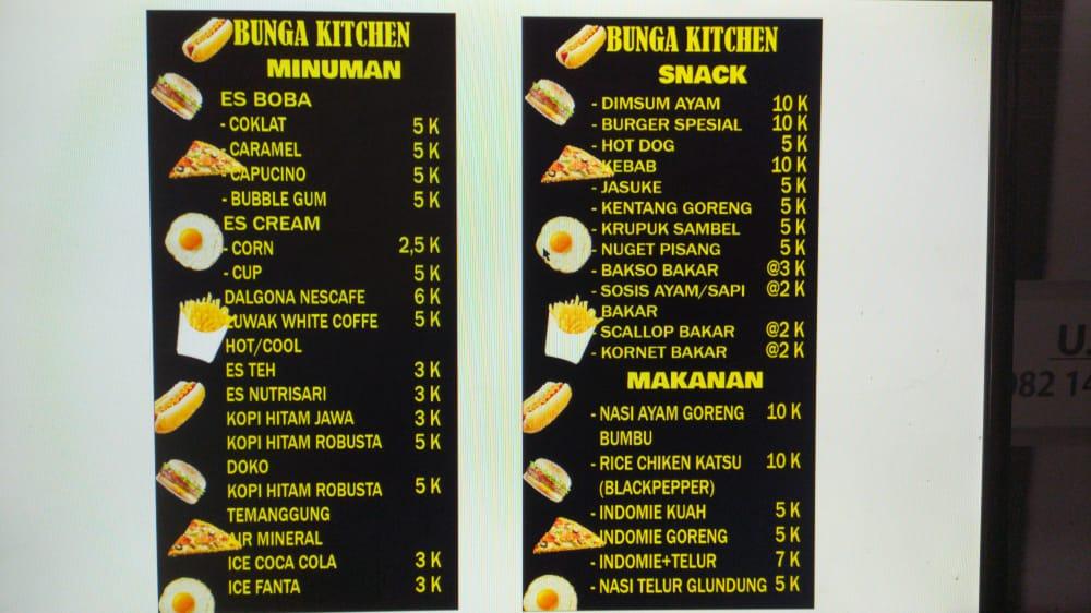 Menu at Bunga Kitchen Cafe, Penataran