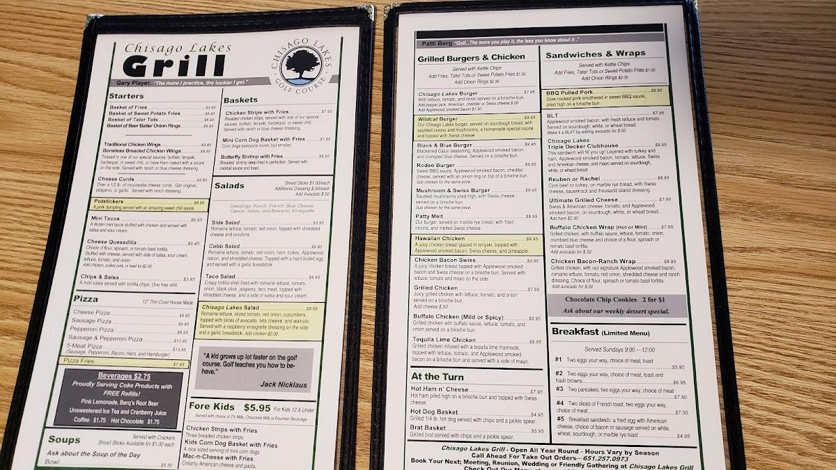 Menu at Chisago Lakes Grill pub & bar, Lindstrom