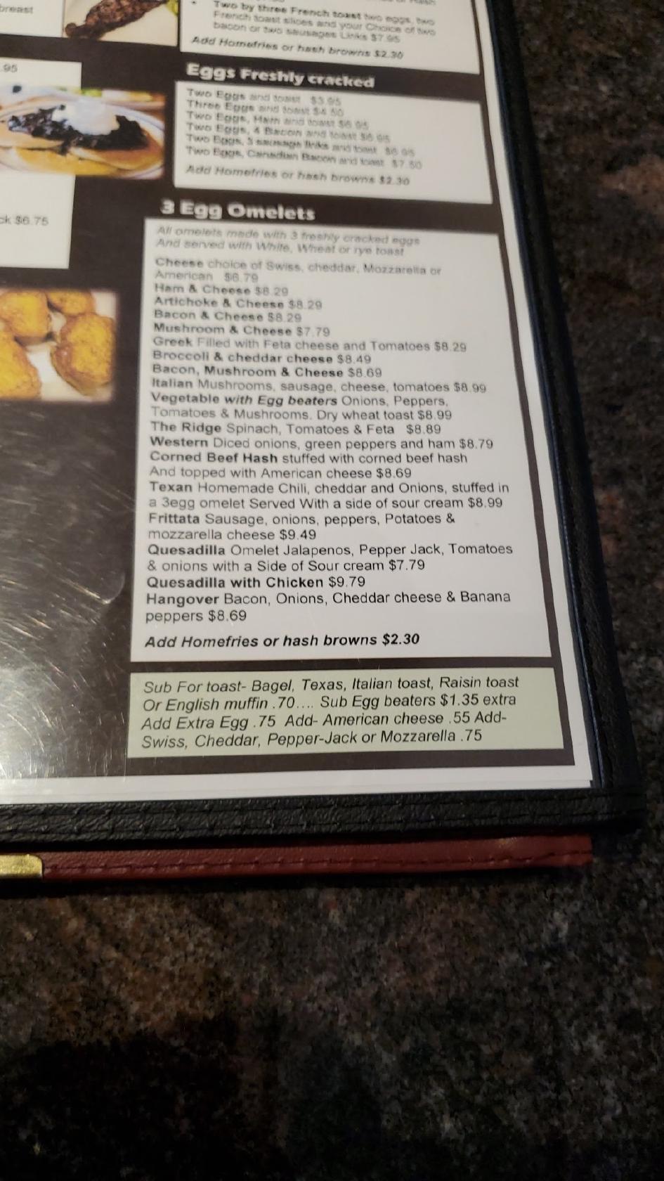 Menu at East Ridge Family Restaurant, Rochester