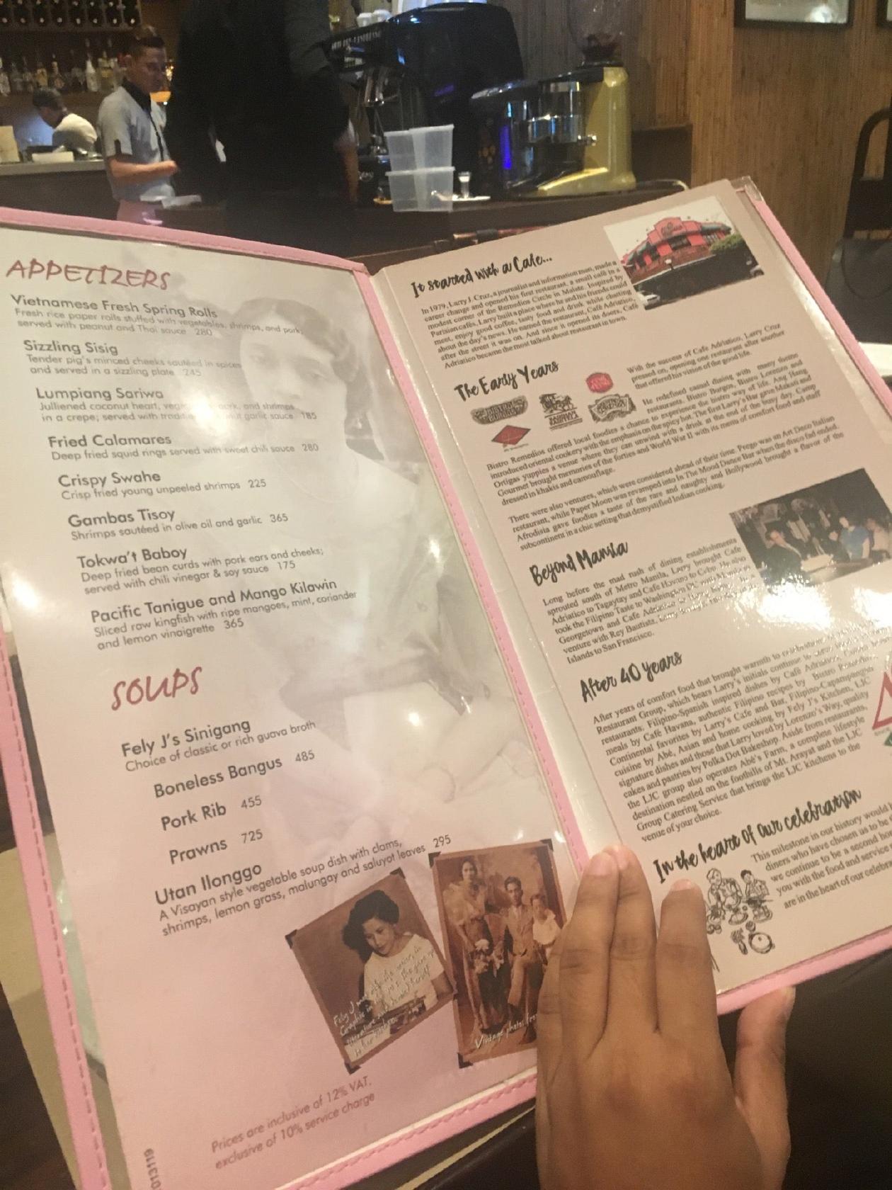Menu at Fely J's Kitchen Uptown Mall restaurant, Taguig