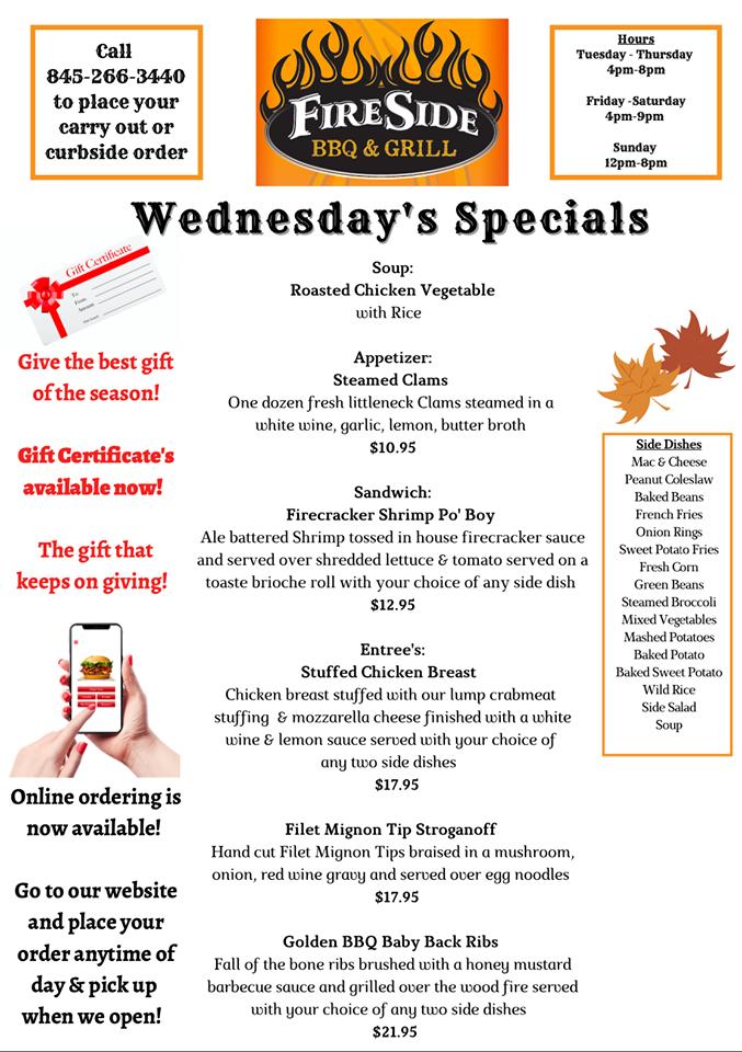 Menu at Fireside BBQ & Grill, Craryville