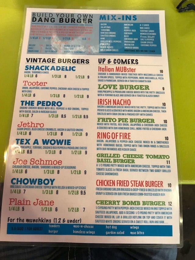 Menu at Mixed Up Burgers pub & bar, Grand Prairie, 510 E Avenue K