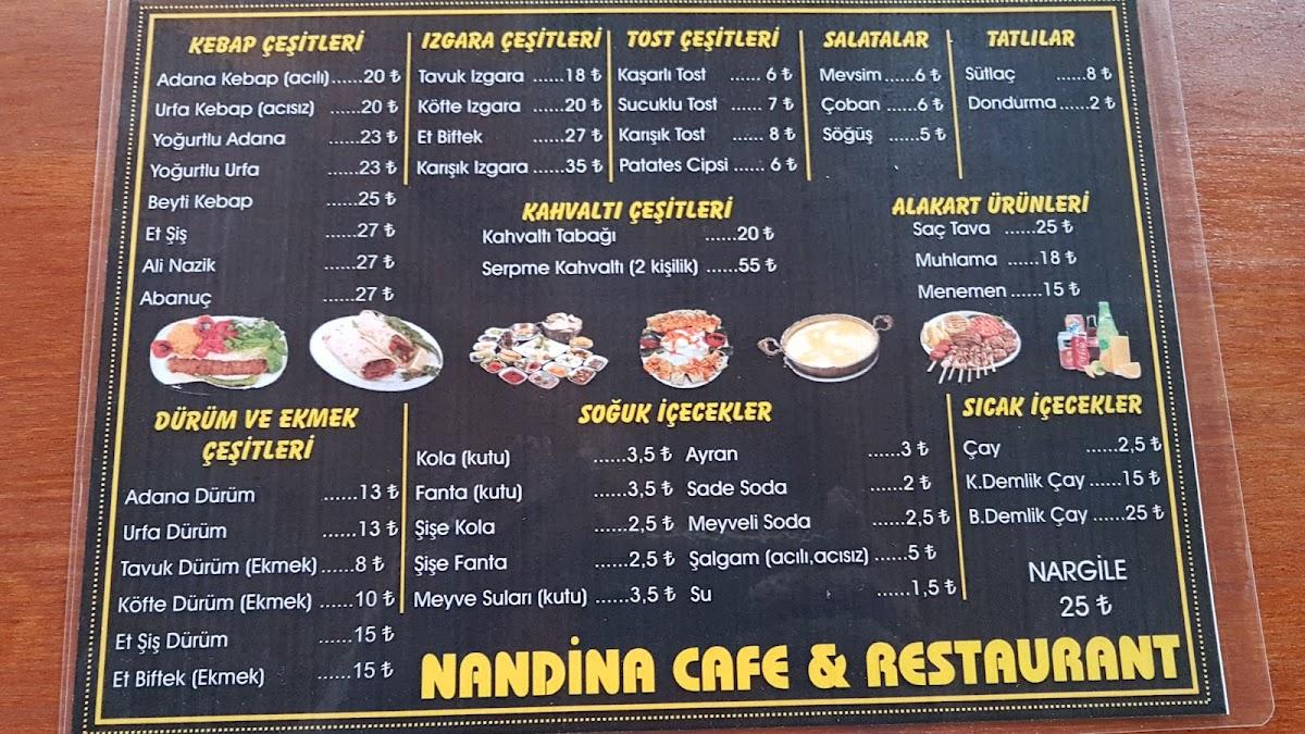 Menu at Nandina Kafe Restaurant, Çayeli