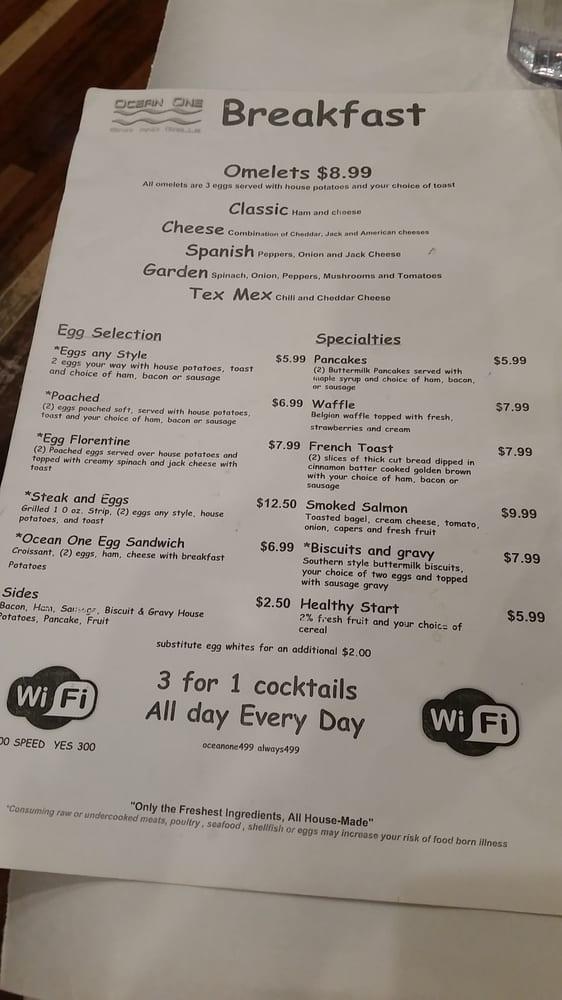 Menu at Ocean One Bar & Grille, Las Vegas
