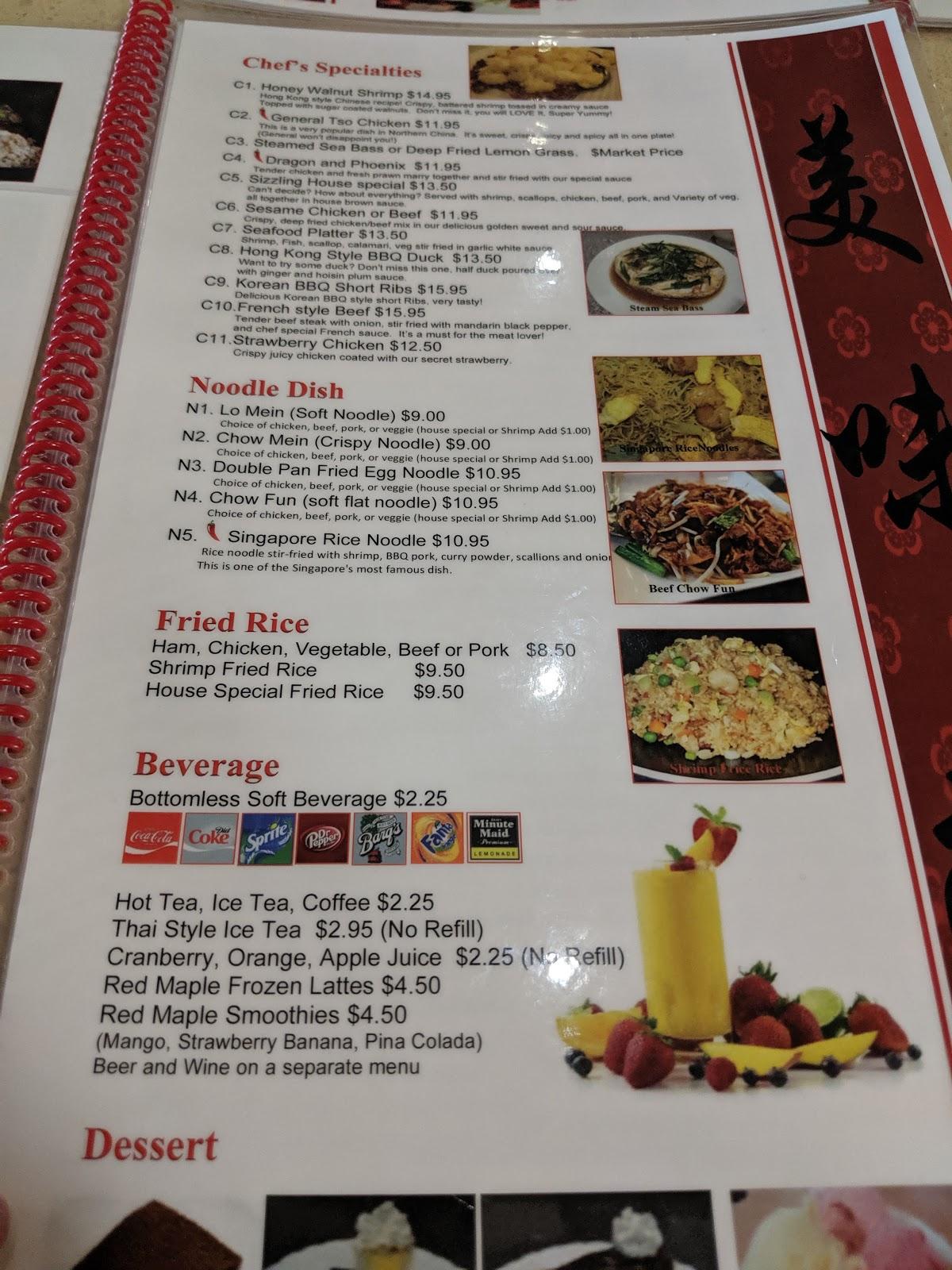 Menu at Red Maple Chinese Restaurant, Taylorsville
