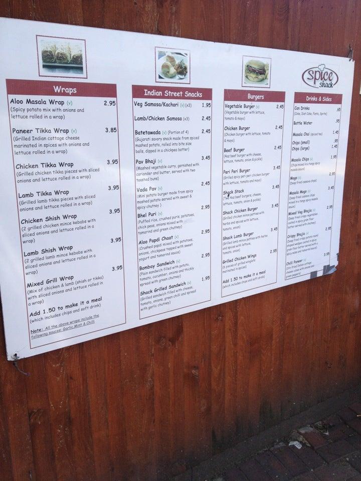 Menu at Spice Shack restaurant, London, 63 Park Royal Rd
