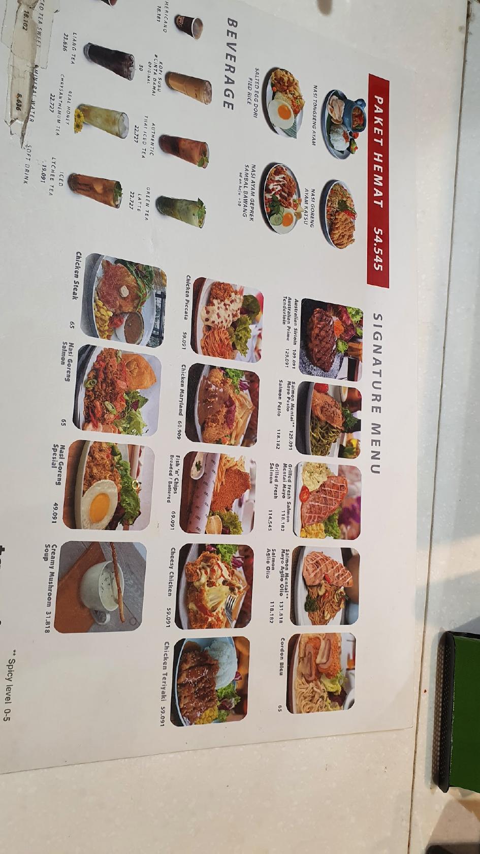 Menu at Tamani Express restaurant, Central Jakarta, Jl. Asia Afrika No. 8