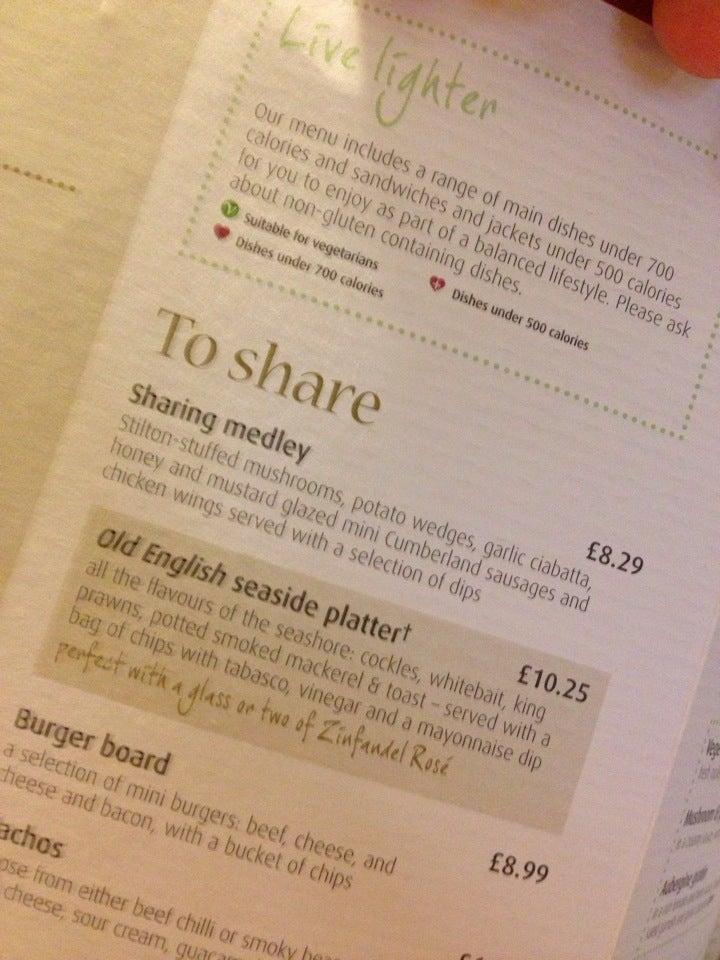Menu at Garrick pub & bar, Stratford-upon-Avon