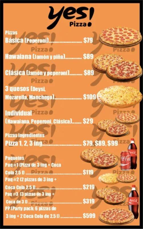 Menu at Yes Pizza pizzeria, Campeche