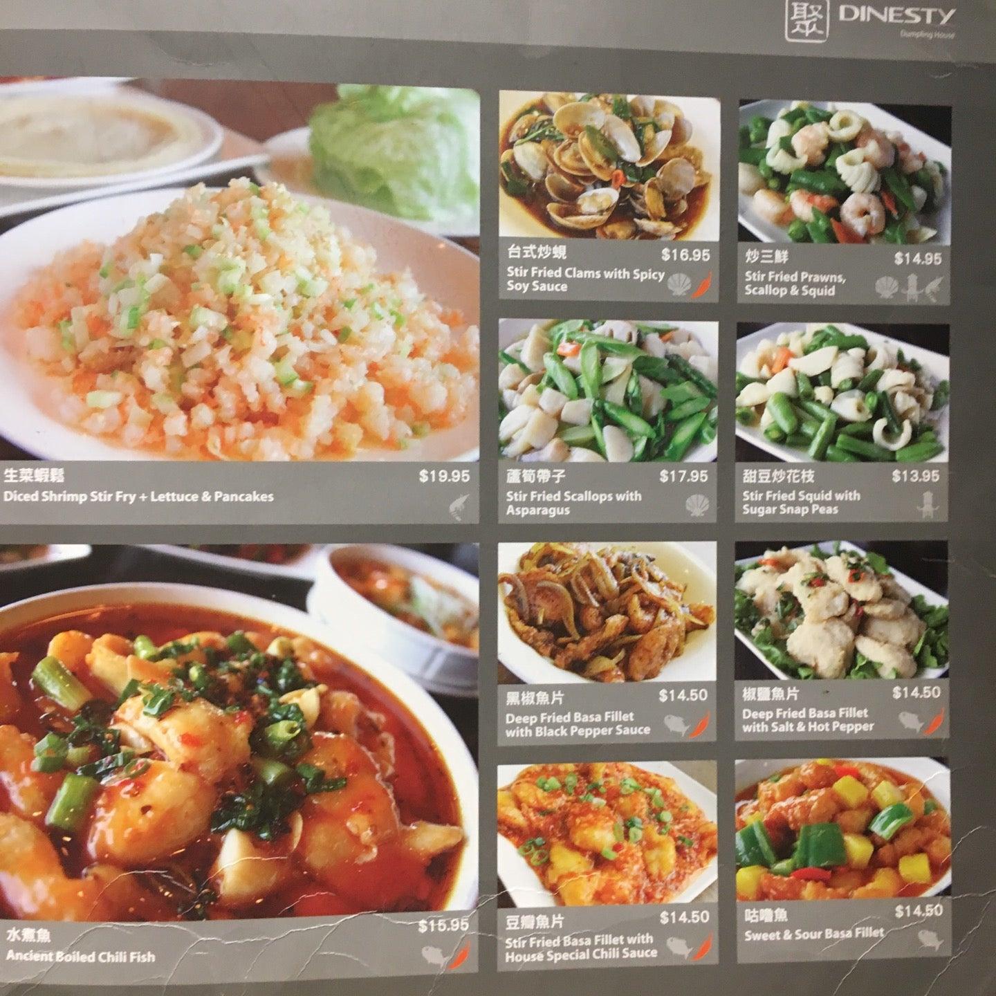 Menu at Dinesty Dumpling House restaurant, Vancouver, Robson St
