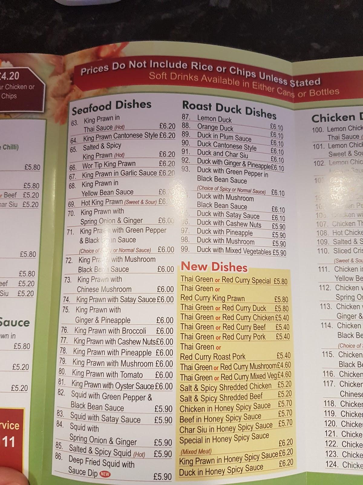 Menu at Fei Wong galashiels fast food, Galashiels