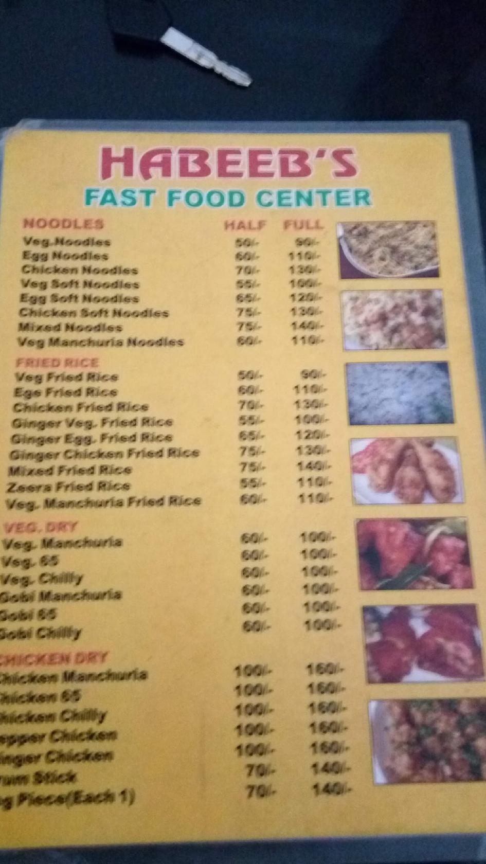 Menu at Habeeb's Fast Food Centre, Hyderabad