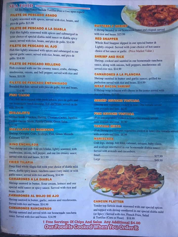 Menu at 7 Mares Grill restaurant, Oakley