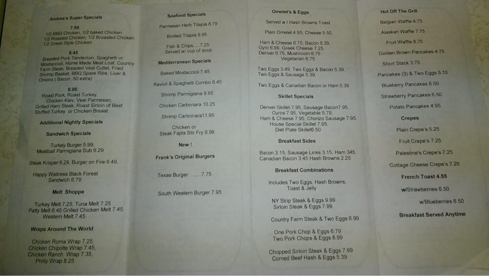 Menu at Andrea’s Family Restaurant, Cudahy
