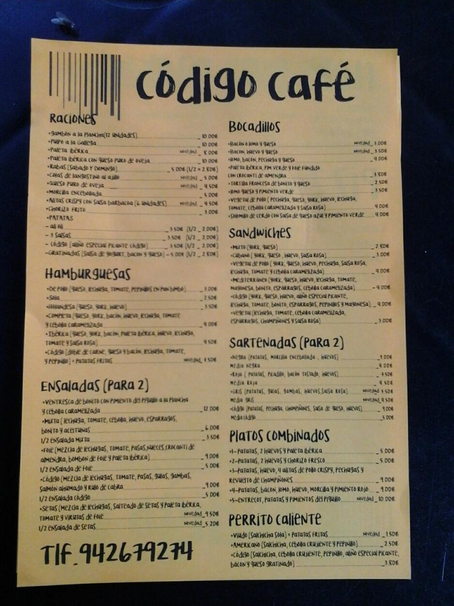 Carta de Bar Codigo-cafe, Voto, BARRIO LA MERCED