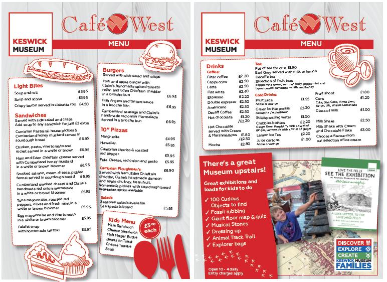 Menu at Cafe West, Keswick