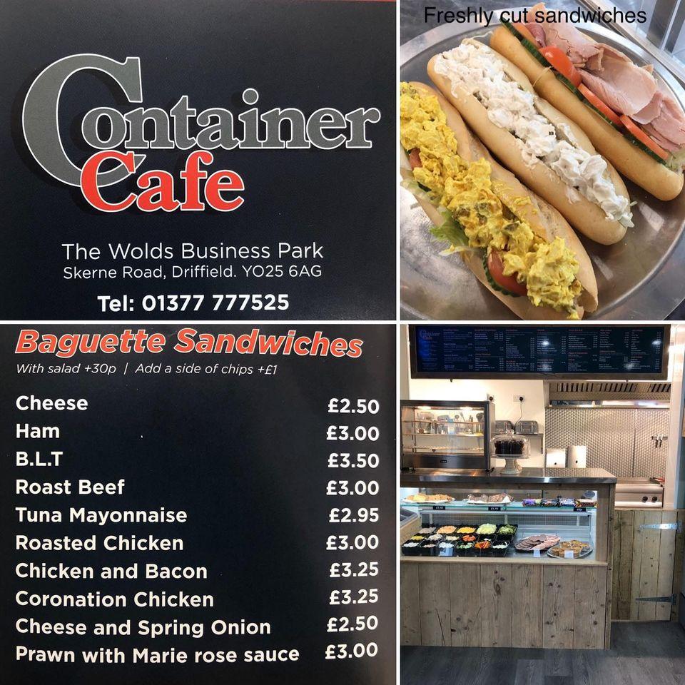 Menu at Container Cafe, Driffield