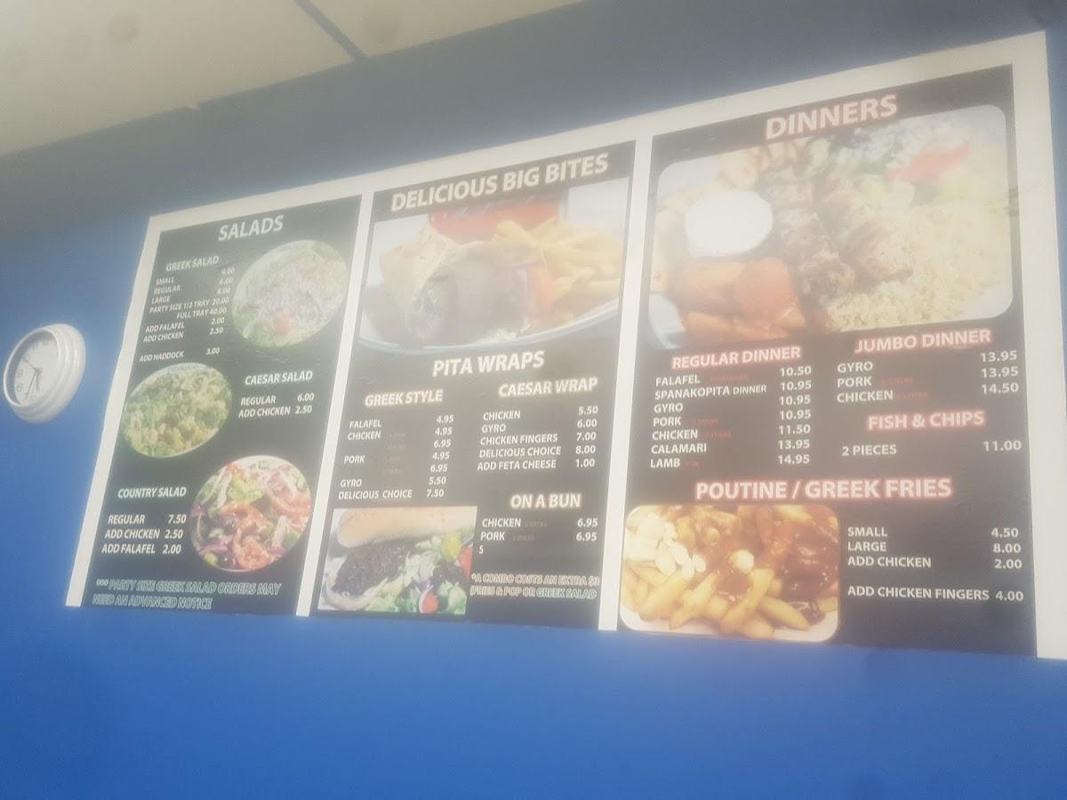 Menu at Delicious Greek restaurant, Aurora, 297 Wellington St E #3