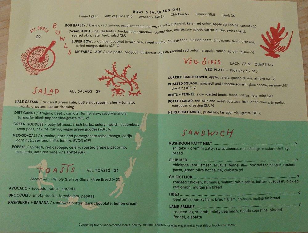 Menu at Recess (Krog Street) pub & bar, Atlanta
