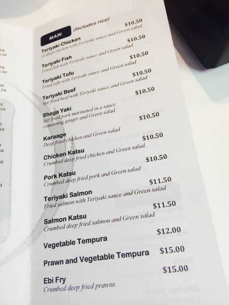 Menu at Shou Japanese Kitchen restaurant, Greenwood