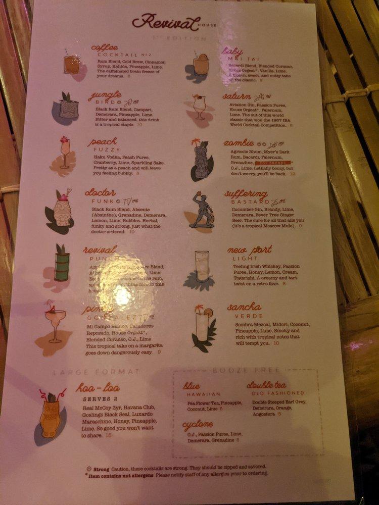 Menu at Revival House pub & bar, Des Moines