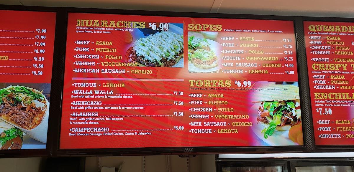 Menu at Tacos El Sol restaurant, Spokane, N Division St