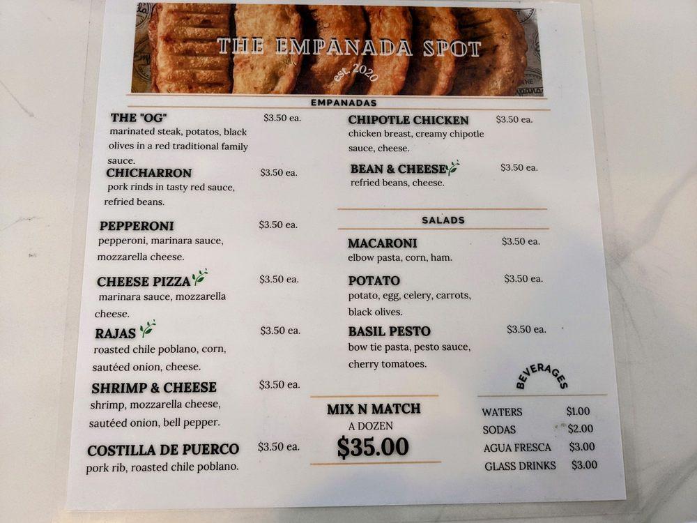 Menu at The Empanada Spot restaurant, Chula Vista