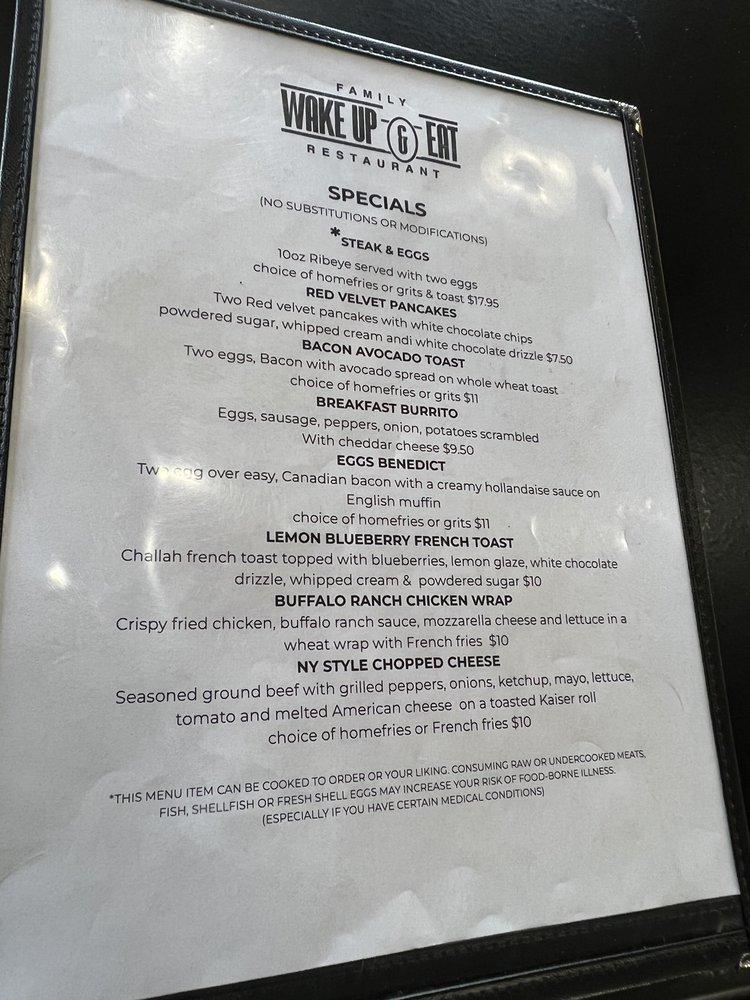 Menu at Wake Up & Eat restaurant, Harrisburg