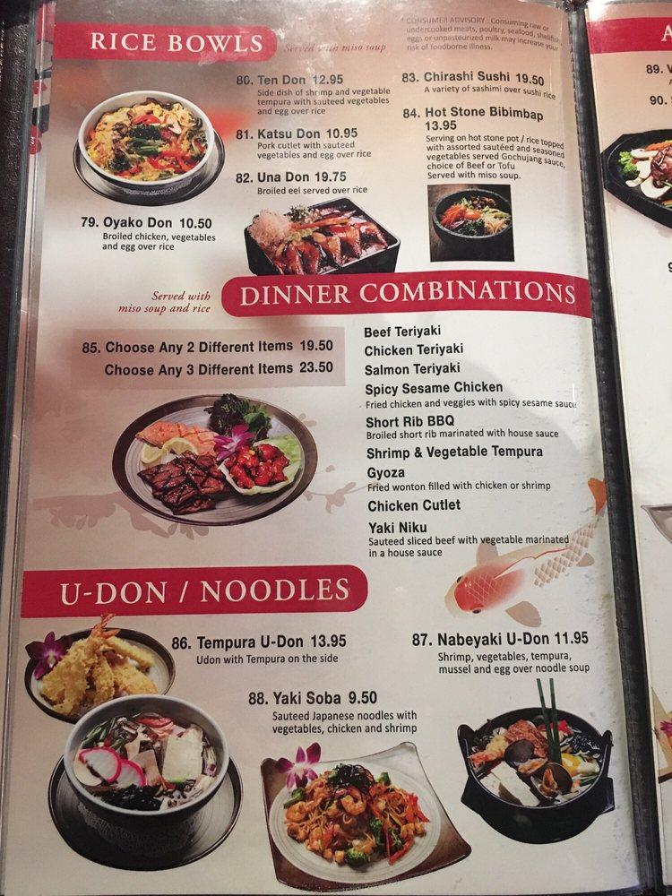 Menu at Yanagi Sushi & Grill restaurant, Pismo Beach