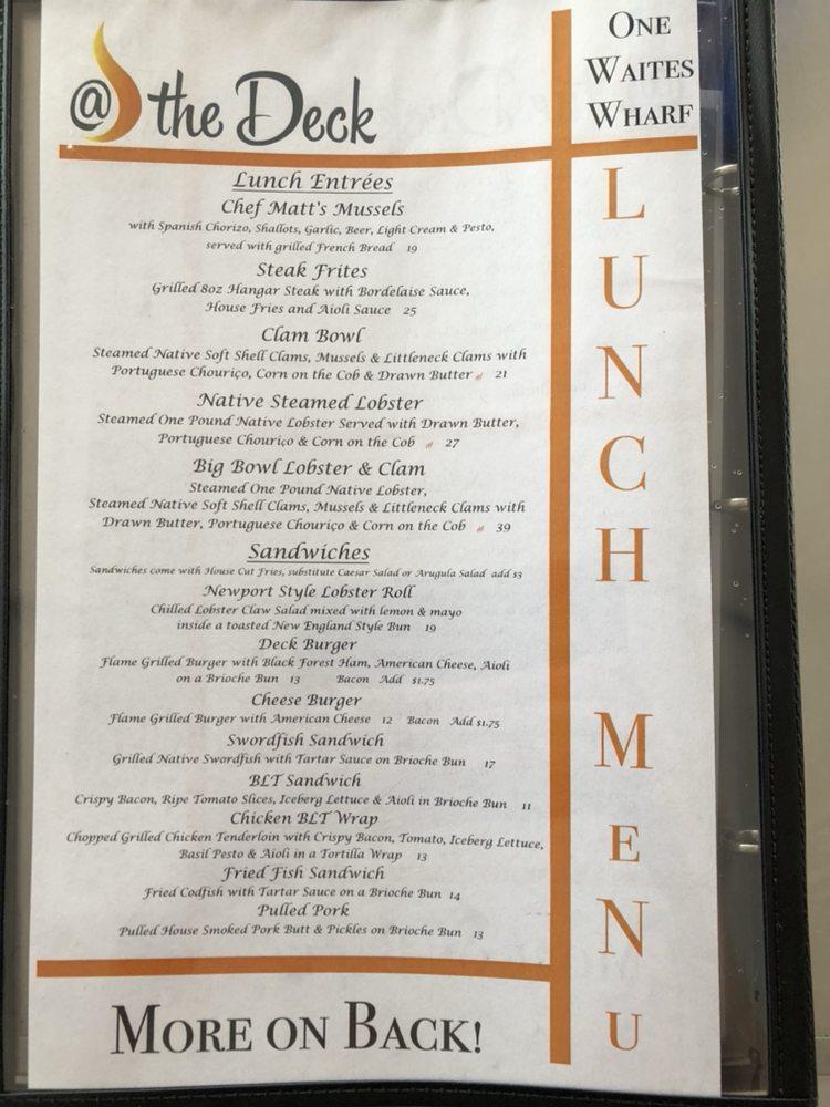 Menu at At The Deck pub & bar, Newport, 1 Waites Wharf