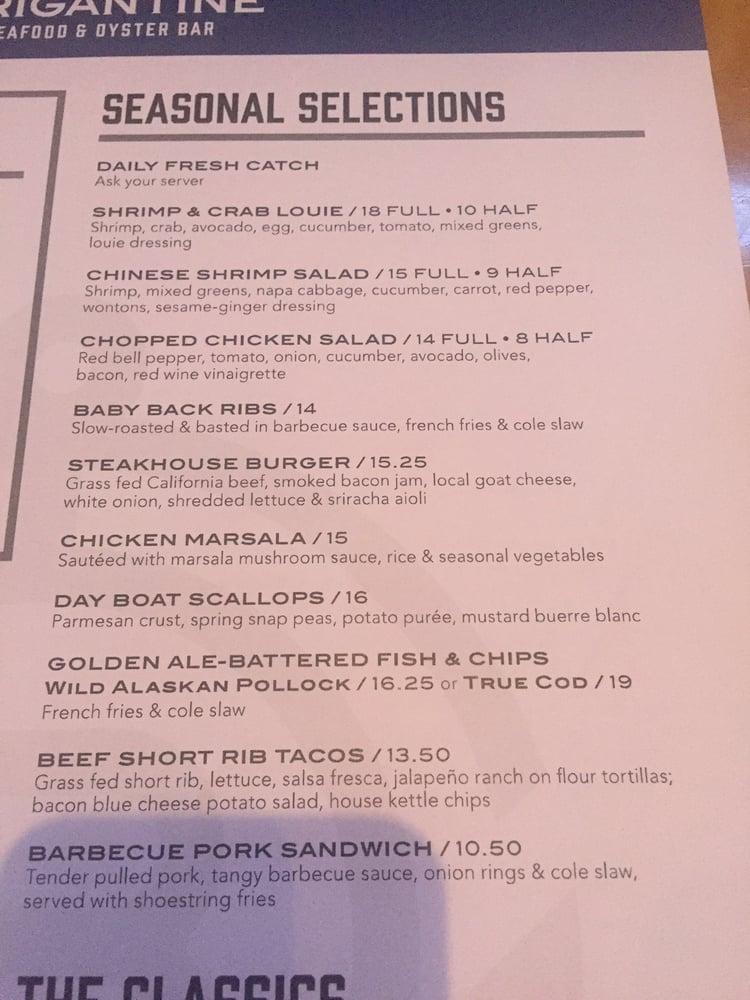 Menu at Brigantine restaurant, Poway, Poway Rd